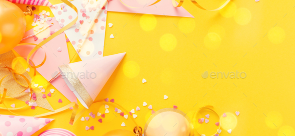 Birthday Party Background on Yellow Stock Photo by kuban-kuban | PhotoDune