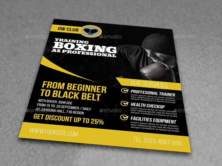 Boxing Training Flyer Template, Print Templates | GraphicRiver