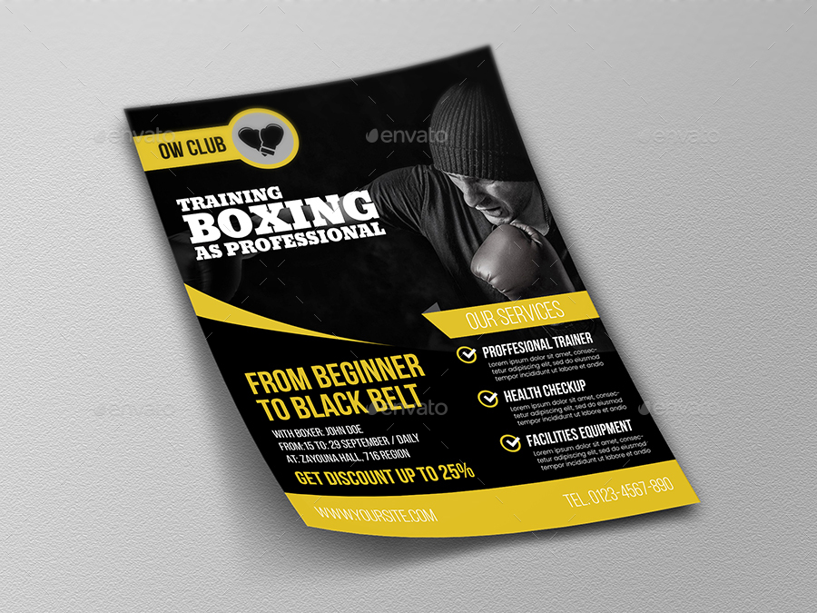 Boxing Training Flyer Template, Print Templates | GraphicRiver
