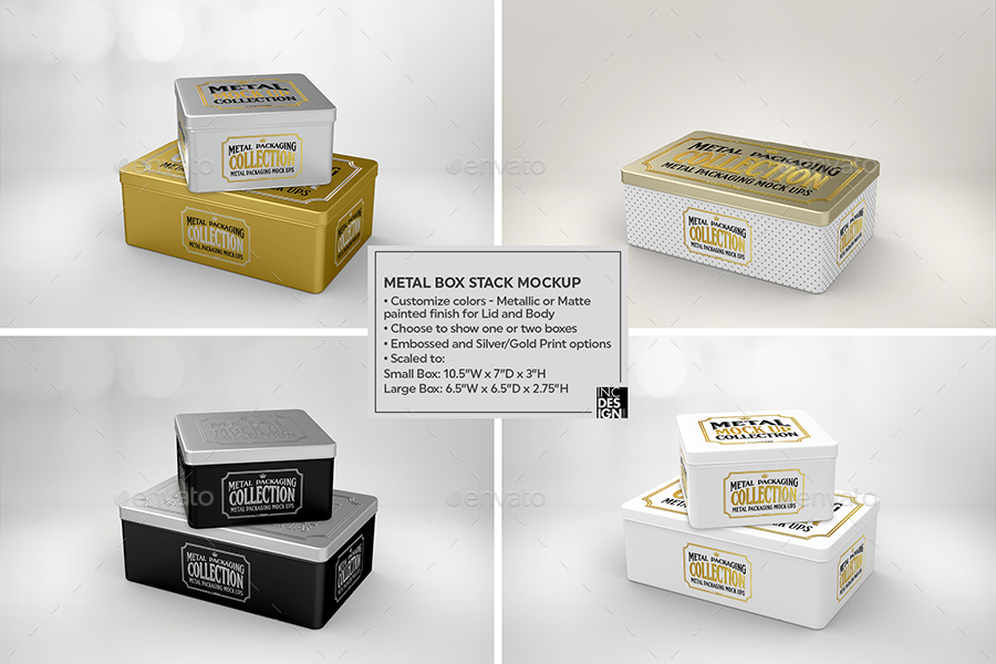 Metal Box Stack Packaging Mockup, Graphics | GraphicRiver