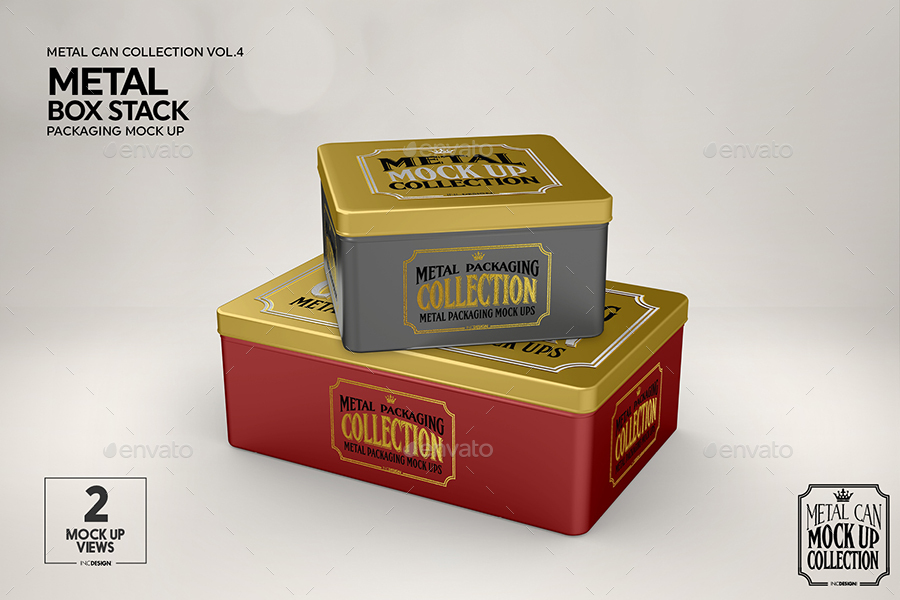 Metal Box Stack Packaging Mockup, Graphics | GraphicRiver