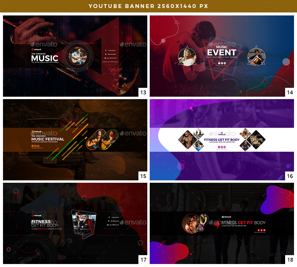 25 Youtube Cover Banners - V3, Web Elements | GraphicRiver