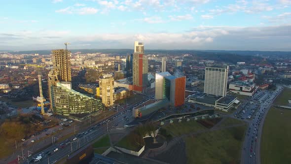 Aerial view of the downtown of Vilnius, Lithuania, Stock Footage ...