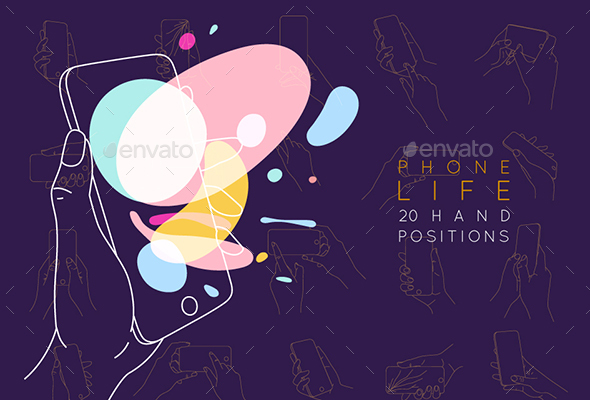 Phone Life 20 Hand Positions, Vectors | GraphicRiver