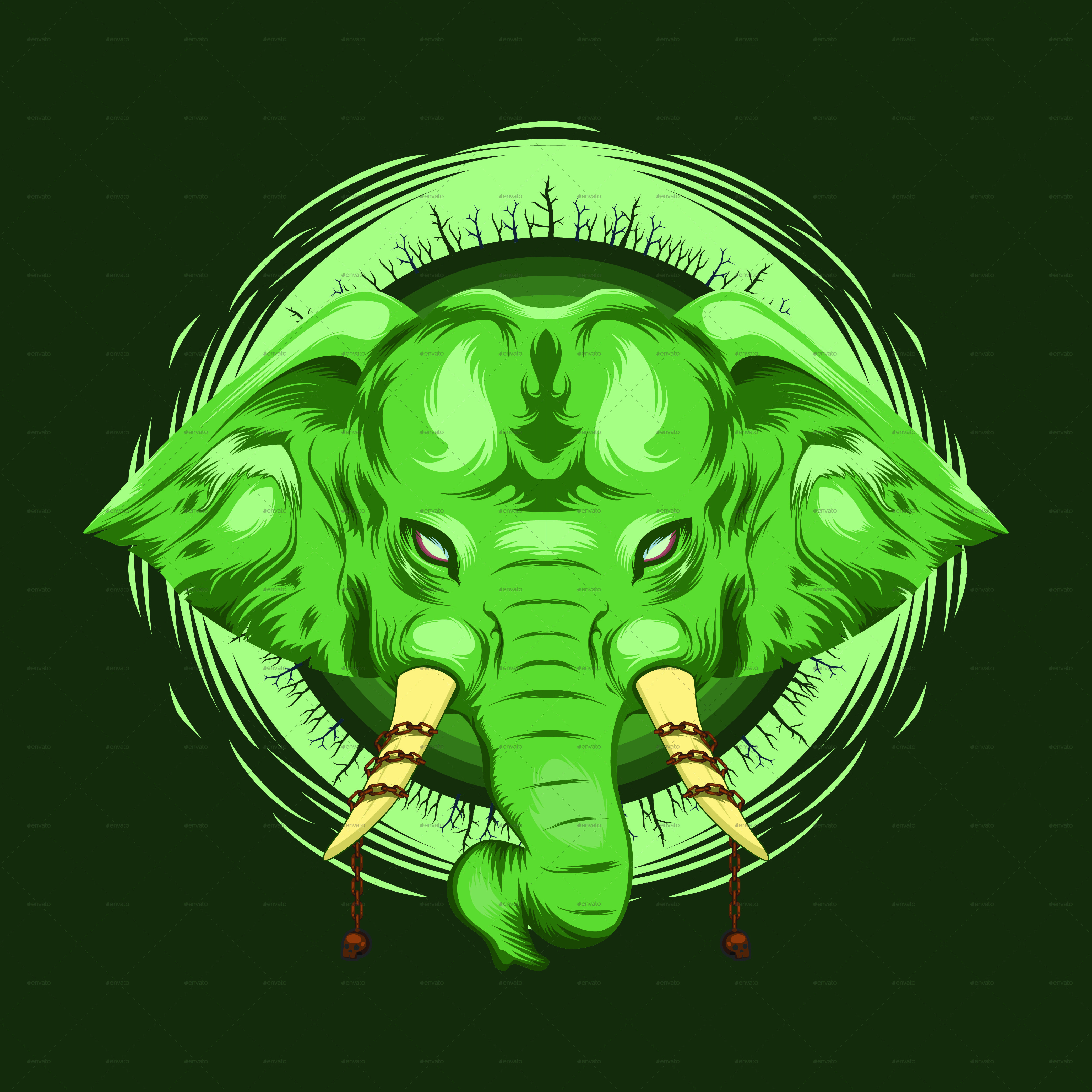 Angry Elephant Head Illustration by DendySign | GraphicRiver