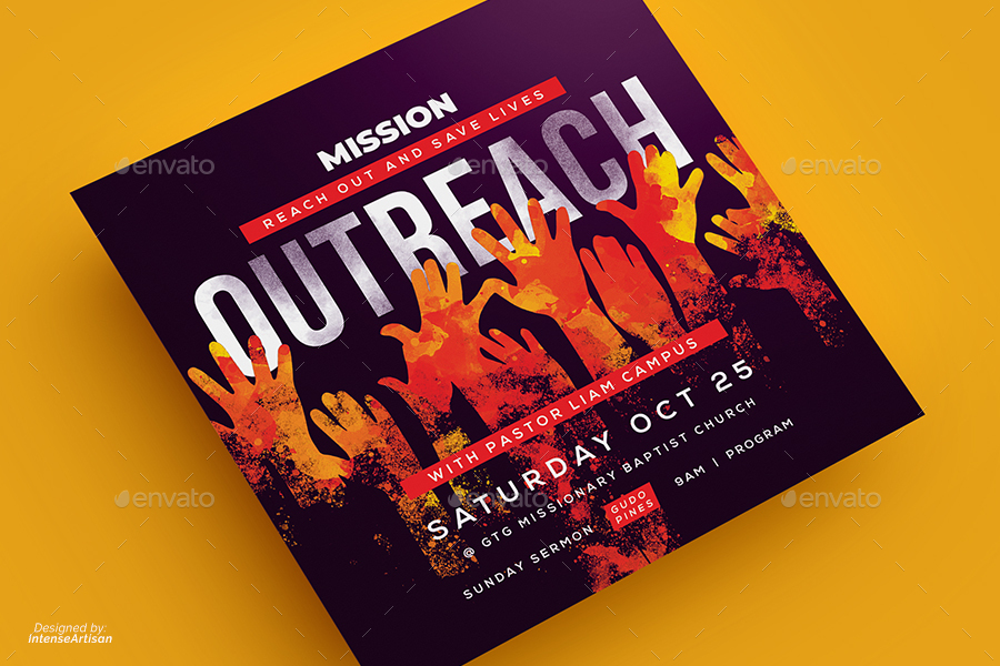 Outreach - Square Church Flyer, Print Templates | GraphicRiver