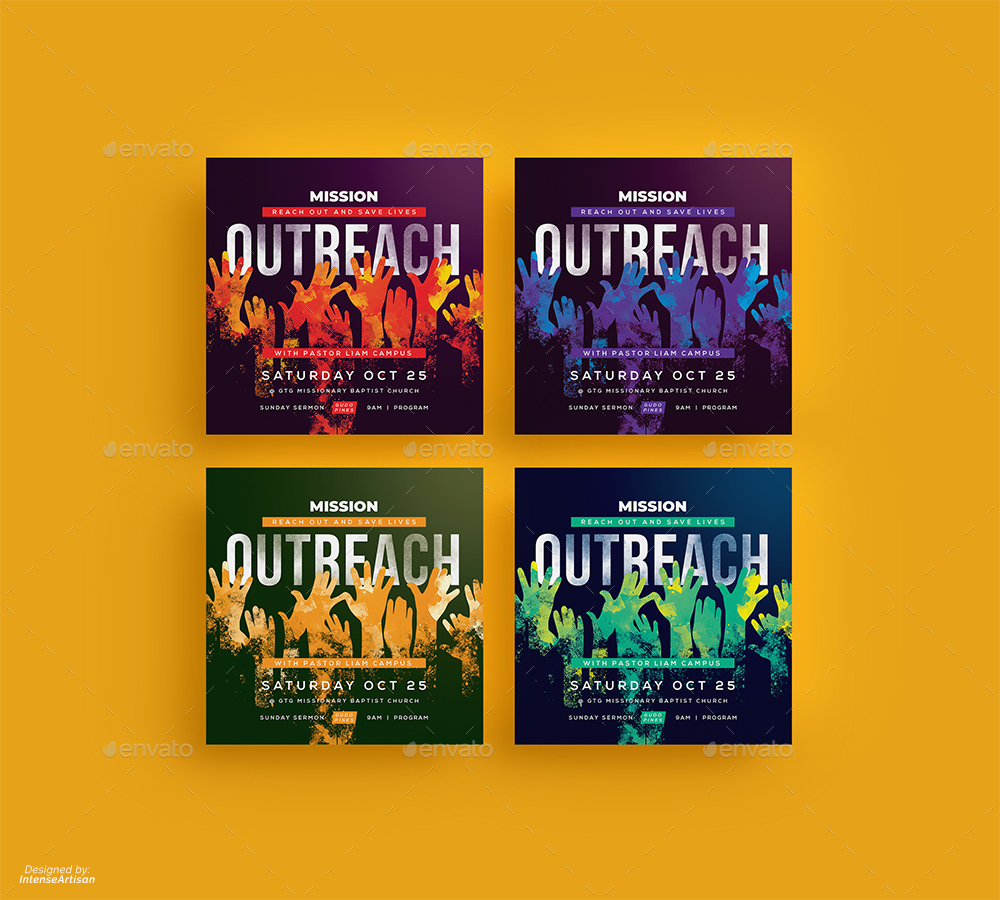 Outreach - Square Church Flyer, Print Templates | GraphicRiver