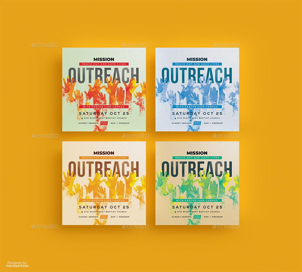 Outreach - Square Church Flyer, Print Templates | GraphicRiver