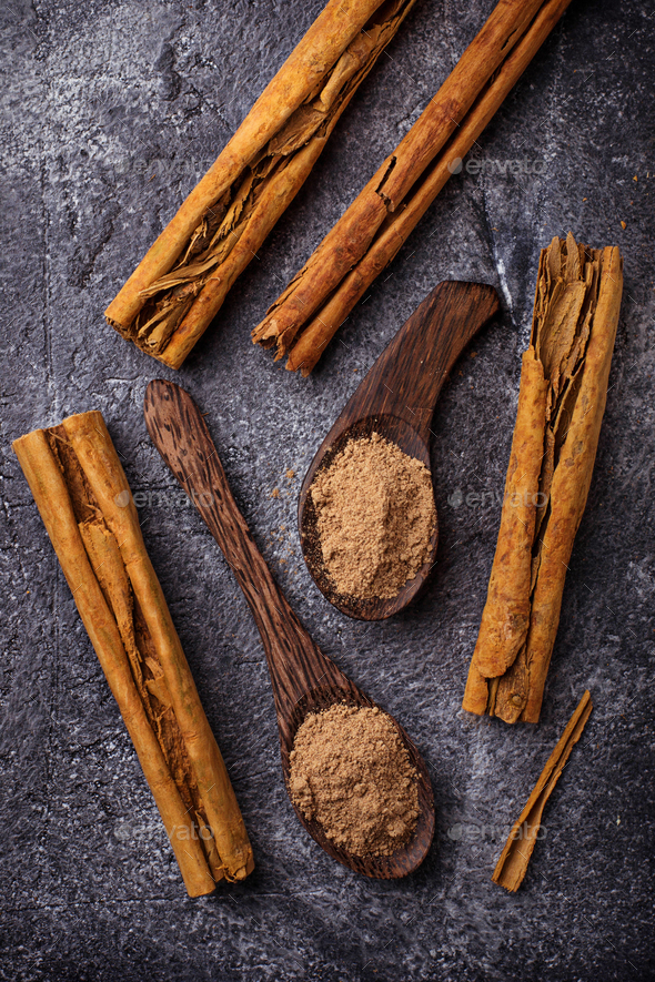 Ceylon cinnamon sticks and powder Stock Photo by furmanphoto | PhotoDune