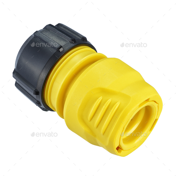Yellow quick connect hose fitting isolated Stock Photo by Ha4ipuri