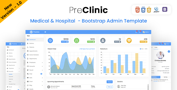 Preclinic - Hospital, Medical & Clinic Management Bootstrap Admin ...