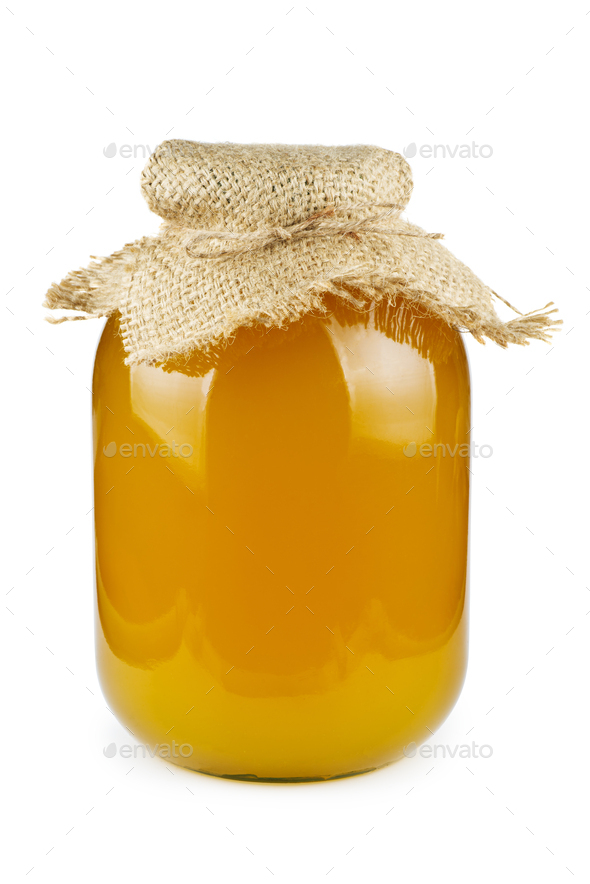 Big honey jar isolated on white background Stock Photo by digitalr