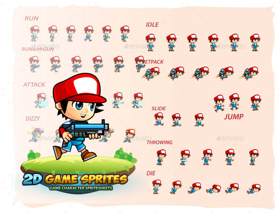 Boy George 2D Game Character Sprites, Game Assets | GraphicRiver