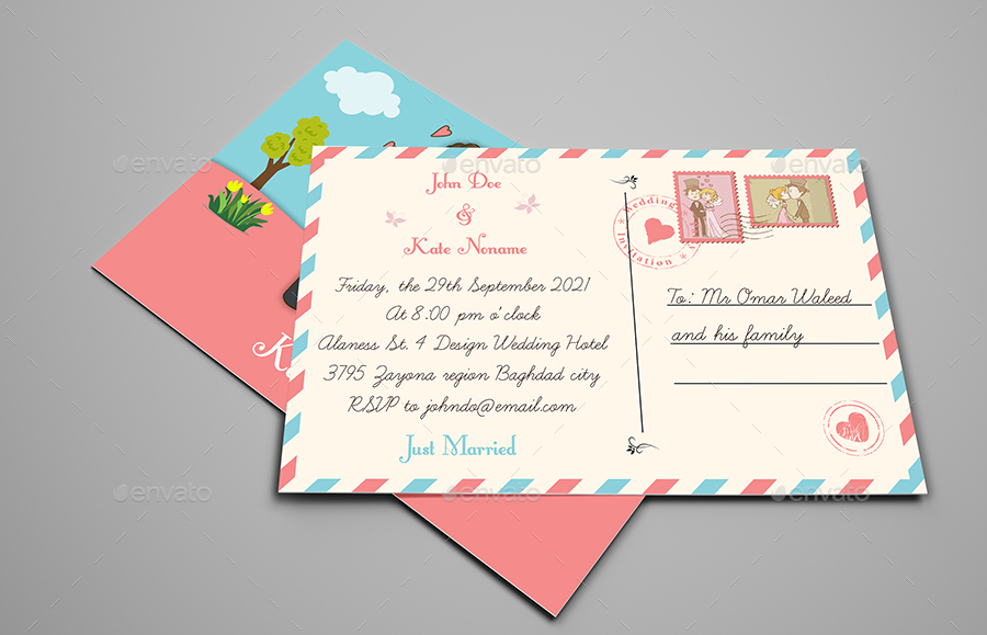 Wedding Postcard Invitation Vol.2, Print Templates | GraphicRiver