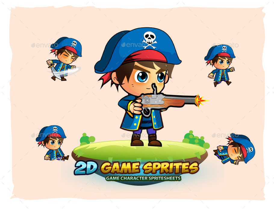 Pirate 2D Game Character Sprites, Game Assets | GraphicRiver
