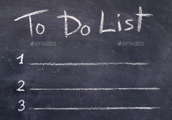 Handwriting to do list with chalk on black board background Stock Photo ...