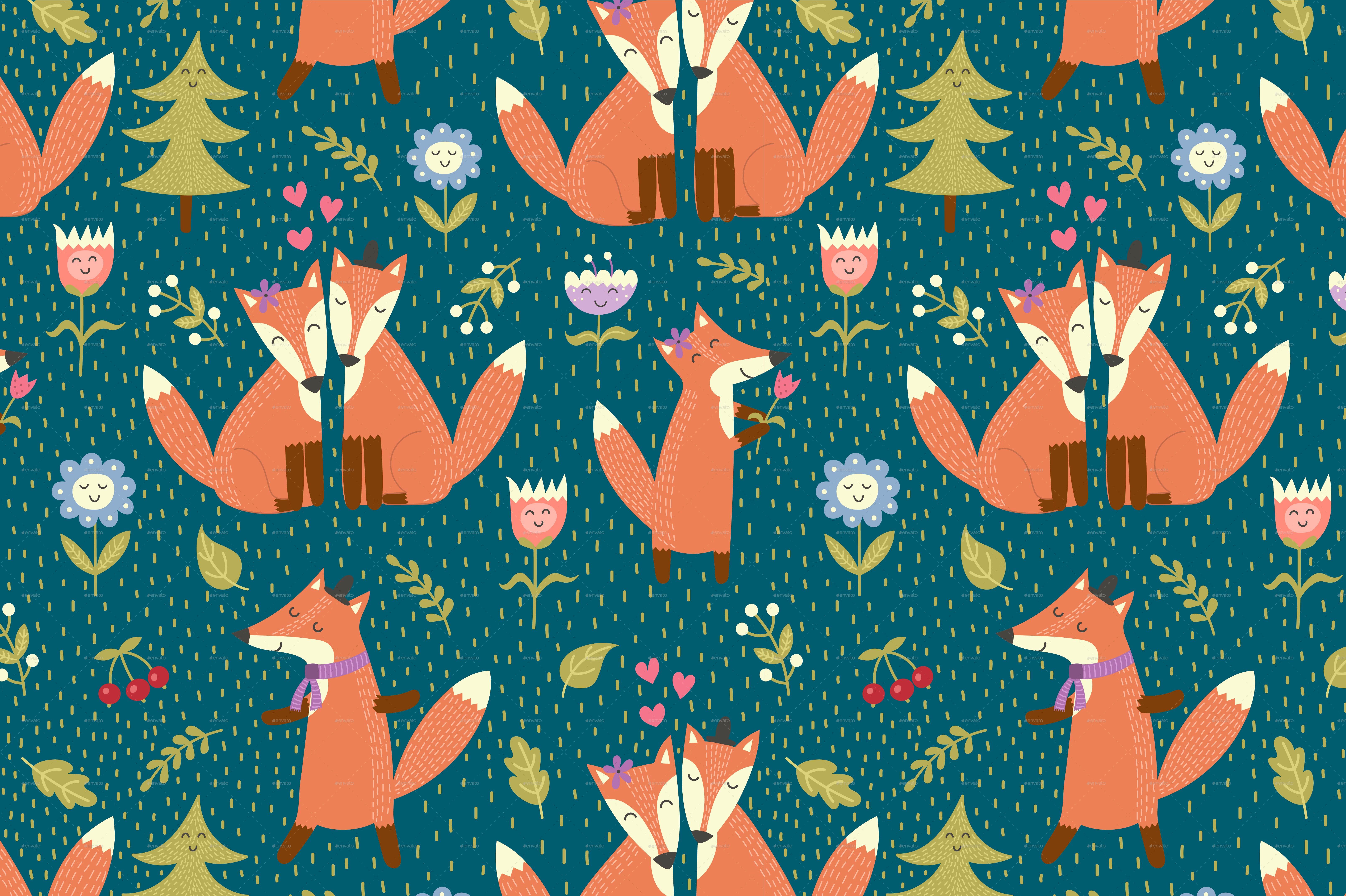 Fox Tales: Seamless Patterns and Elements by jsabirova | GraphicRiver