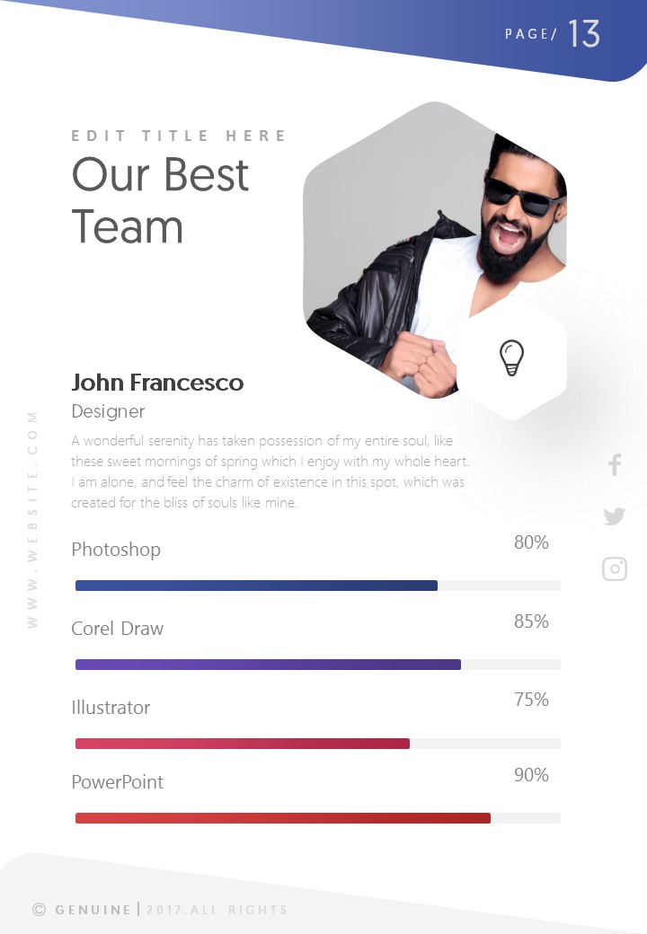 Genuine Portrait Business PowerPoint Template, Presentation Templates