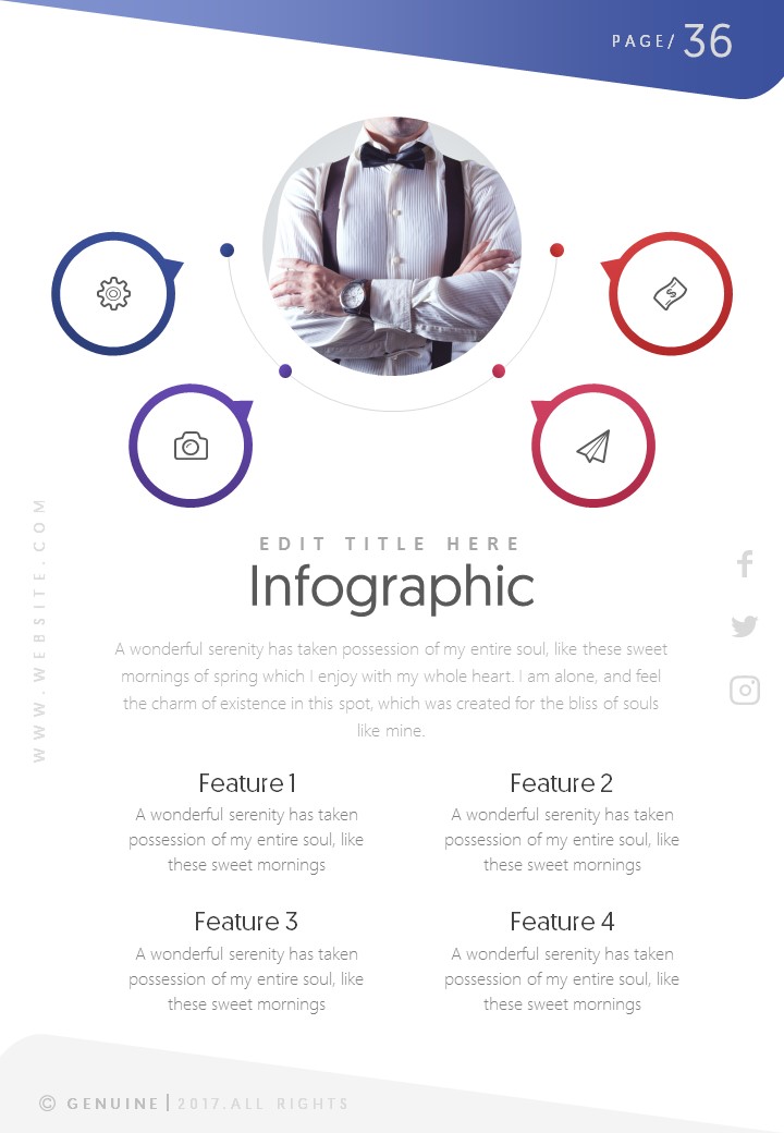 Genuine Portrait Business PowerPoint Template, Presentation Templates