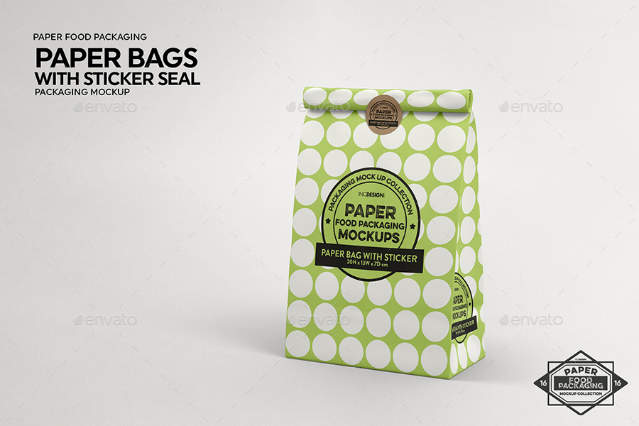 Paper Bags with Sticker Seal Packaging Mockup, Graphics | GraphicRiver