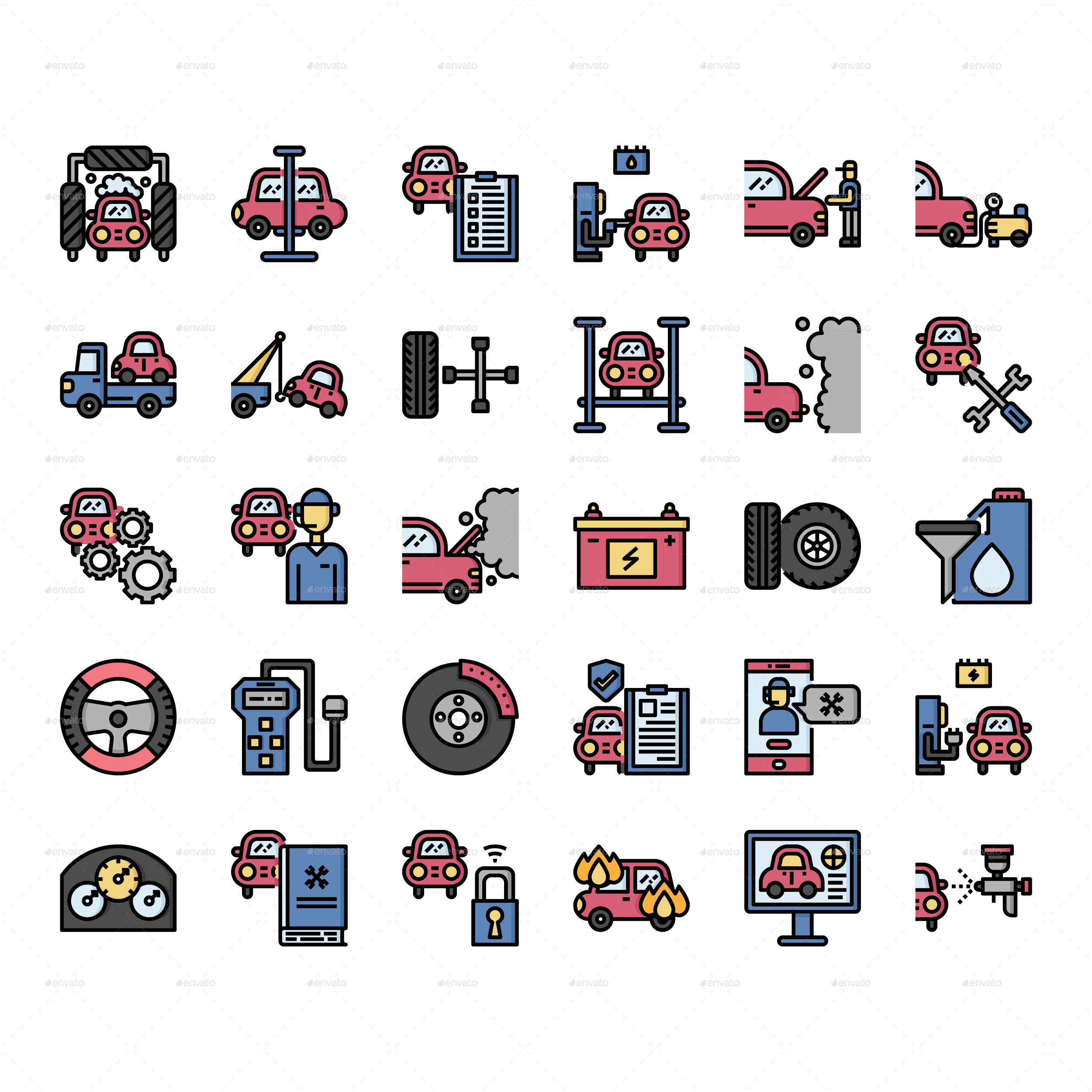 Car service Icon Set, Icons | GraphicRiver