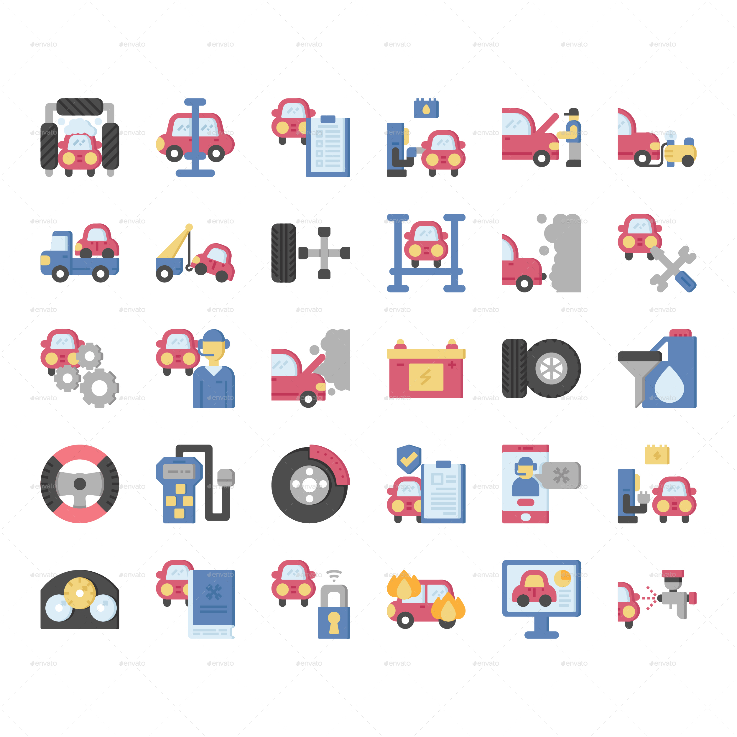 Car service Icon Set, Icons | GraphicRiver