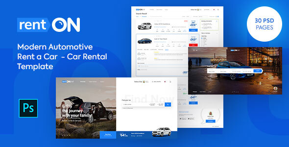 rentON Modern Rent a Car - Car Rental PSD Template by Kreakif | ThemeForest
