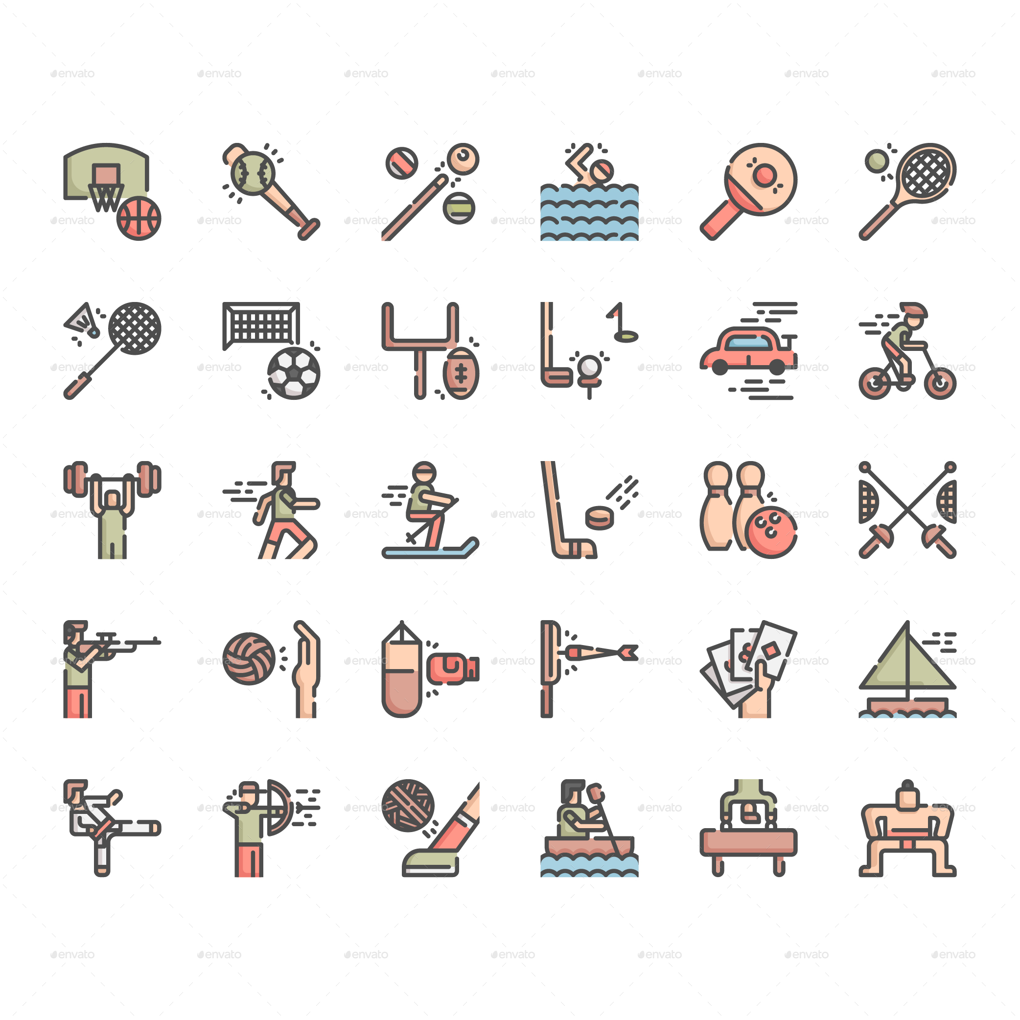 Sports Icon Set, Icons | GraphicRiver