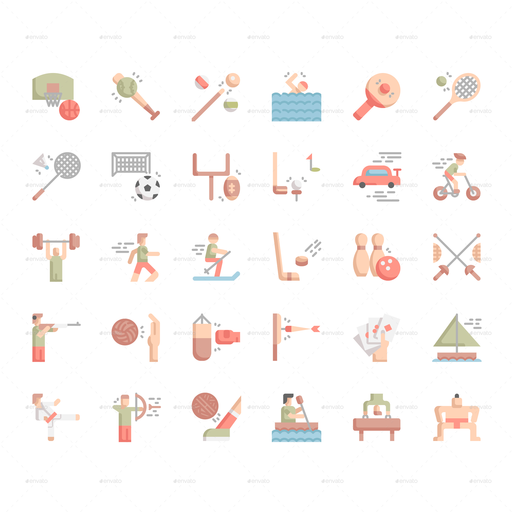 Sports Icon Set, Icons | GraphicRiver