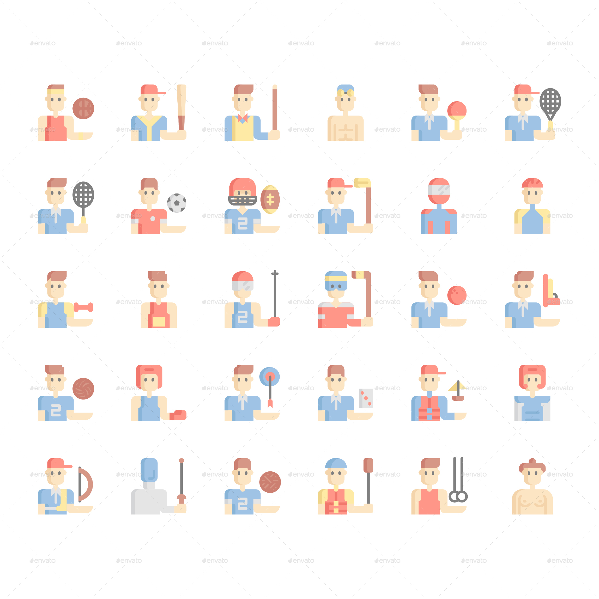 Sport Avatar Icon Set, Icons | GraphicRiver
