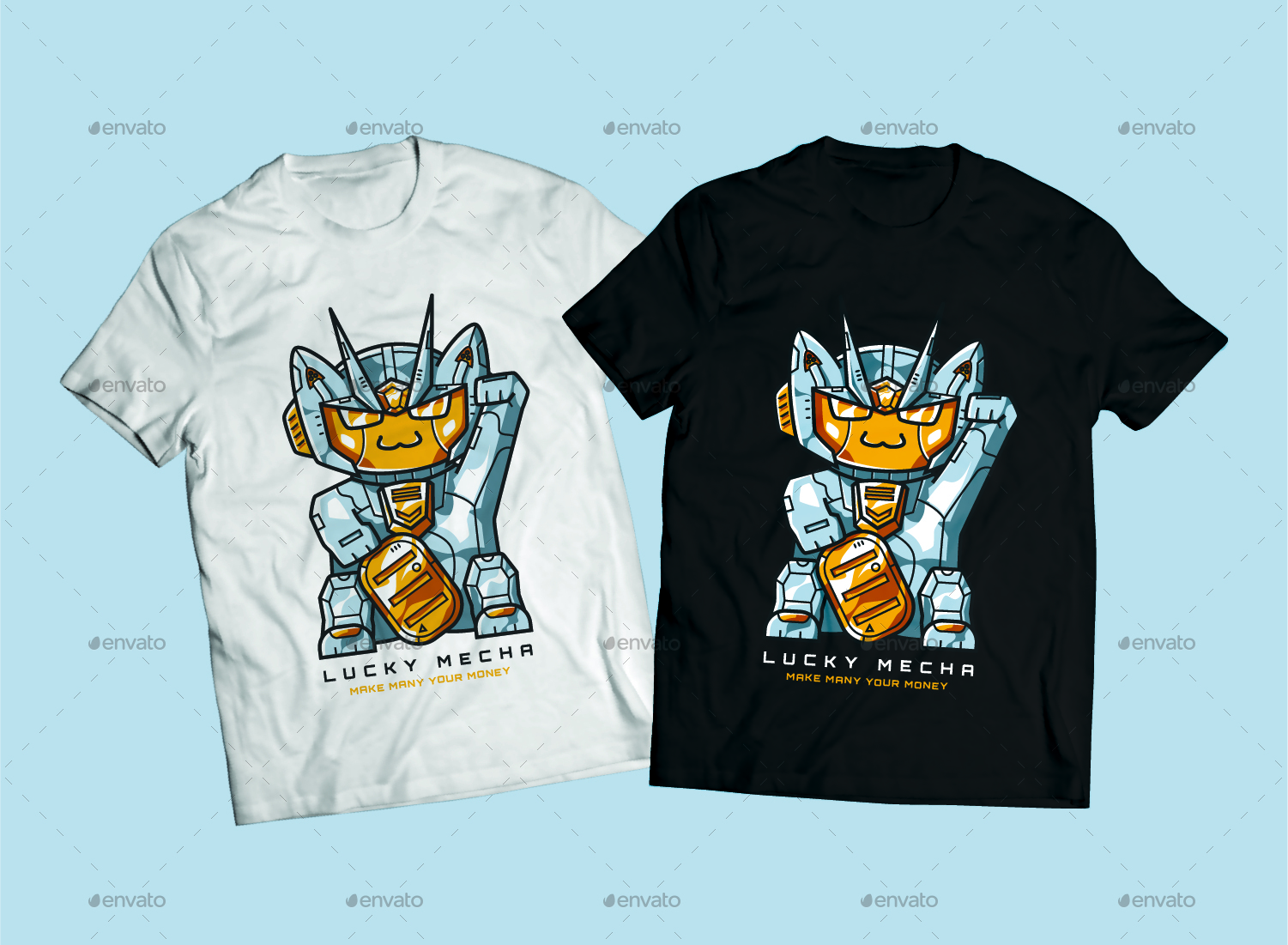 Lucky Mecha T-Shirt Design, T-Shirts | GraphicRiver