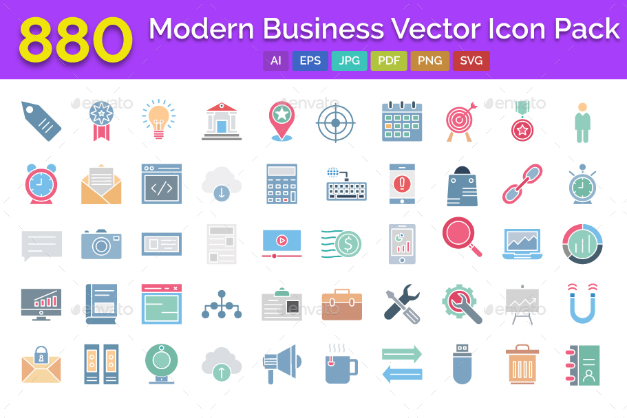 880 Modern Business Vector Icon pack, Icons | GraphicRiver