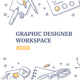 Graphic Designer Workspace Doodle Background Concept, Vectors ...