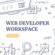 Web Developer Workspace Doodle Background Concept, Vectors | GraphicRiver
