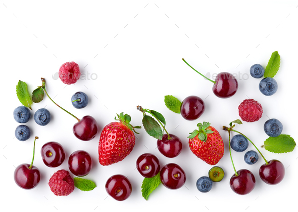 fresh berries on white background Stock Photo by magone | PhotoDune