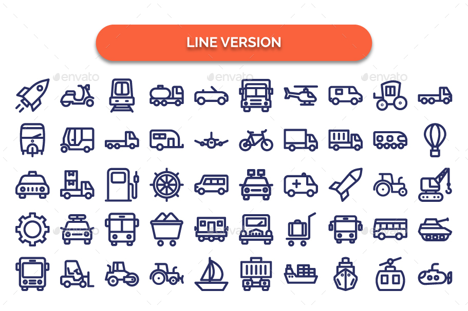 100 Transport Vector Icons Pack, Icons | GraphicRiver