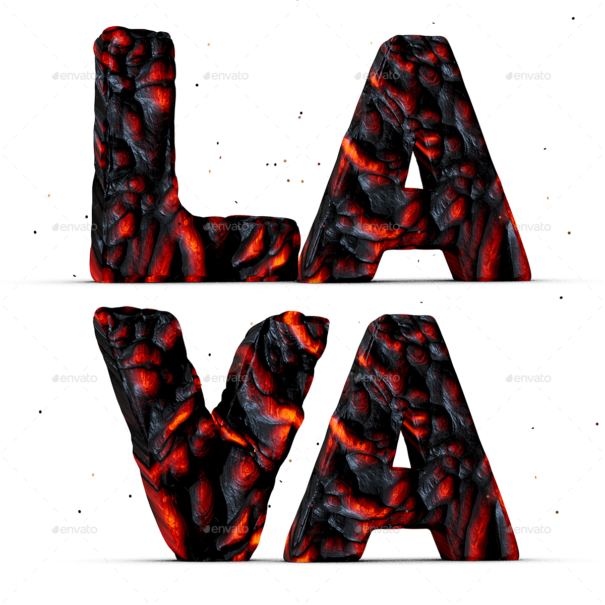 Lava Text & Numbers Set, Graphics | GraphicRiver