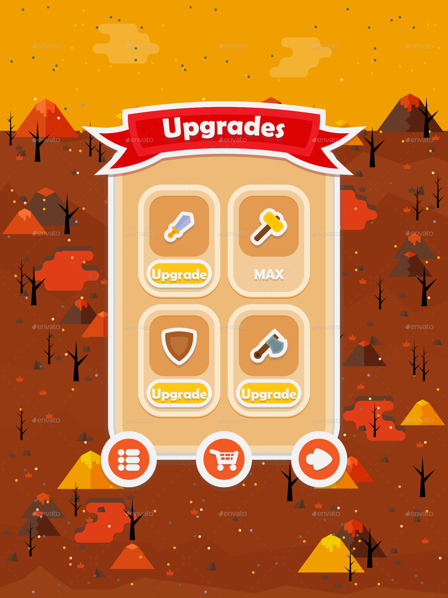 Flat Fireworld GUI Set, Game Assets | GraphicRiver