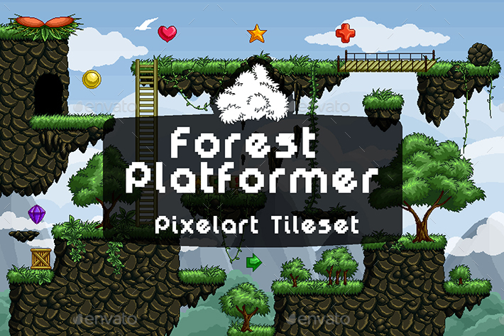 Forest Platformer 2D Tileset Pixel Art, Game Assets | GraphicRiver
