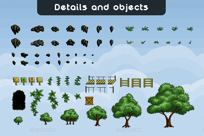 Forest Platformer 2D Tileset Pixel Art, Game Assets | GraphicRiver