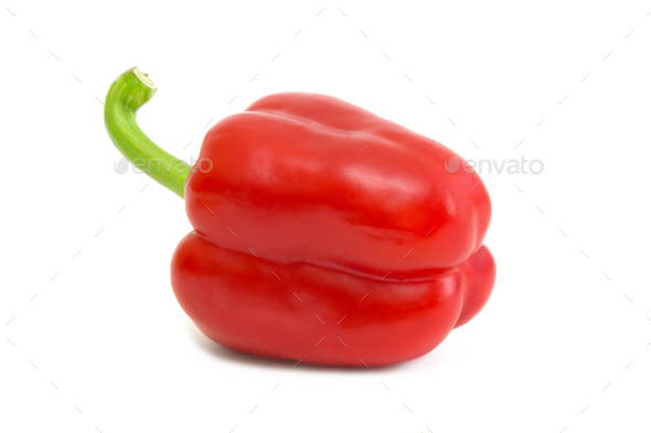 Single red pepper isolated on white background Stock Photo by Yakov_Oskanov
