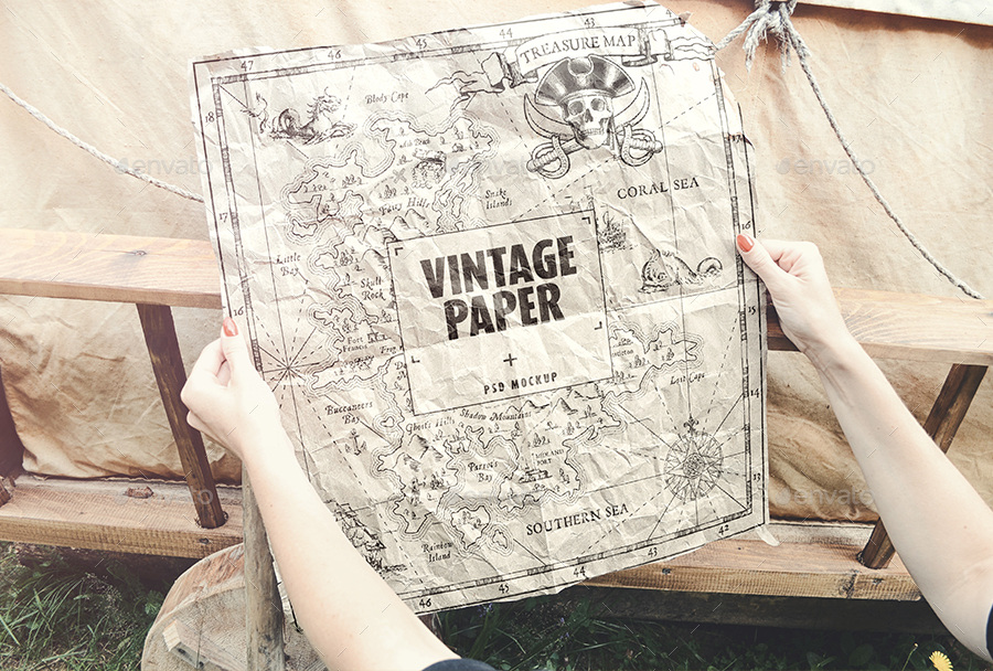 Vintage Paper / Poster / Map Mockup by Freesunka | GraphicRiver