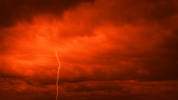 Stormy Red Sky On Mars With Lightning, Motion Graphics | VideoHive