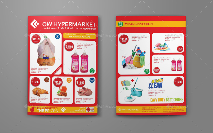 Supermarket Catalog Brochure Bundle Template Vol.2, Print Templates