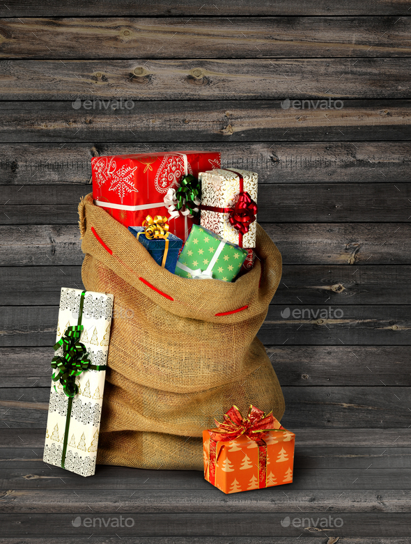 Santas present sack Stock Photo by Anterovium | PhotoDune