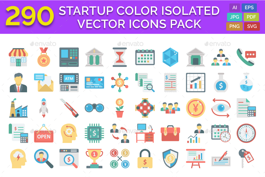 290 Startup Color Isolated Vector Icons Pack, Icons | GraphicRiver