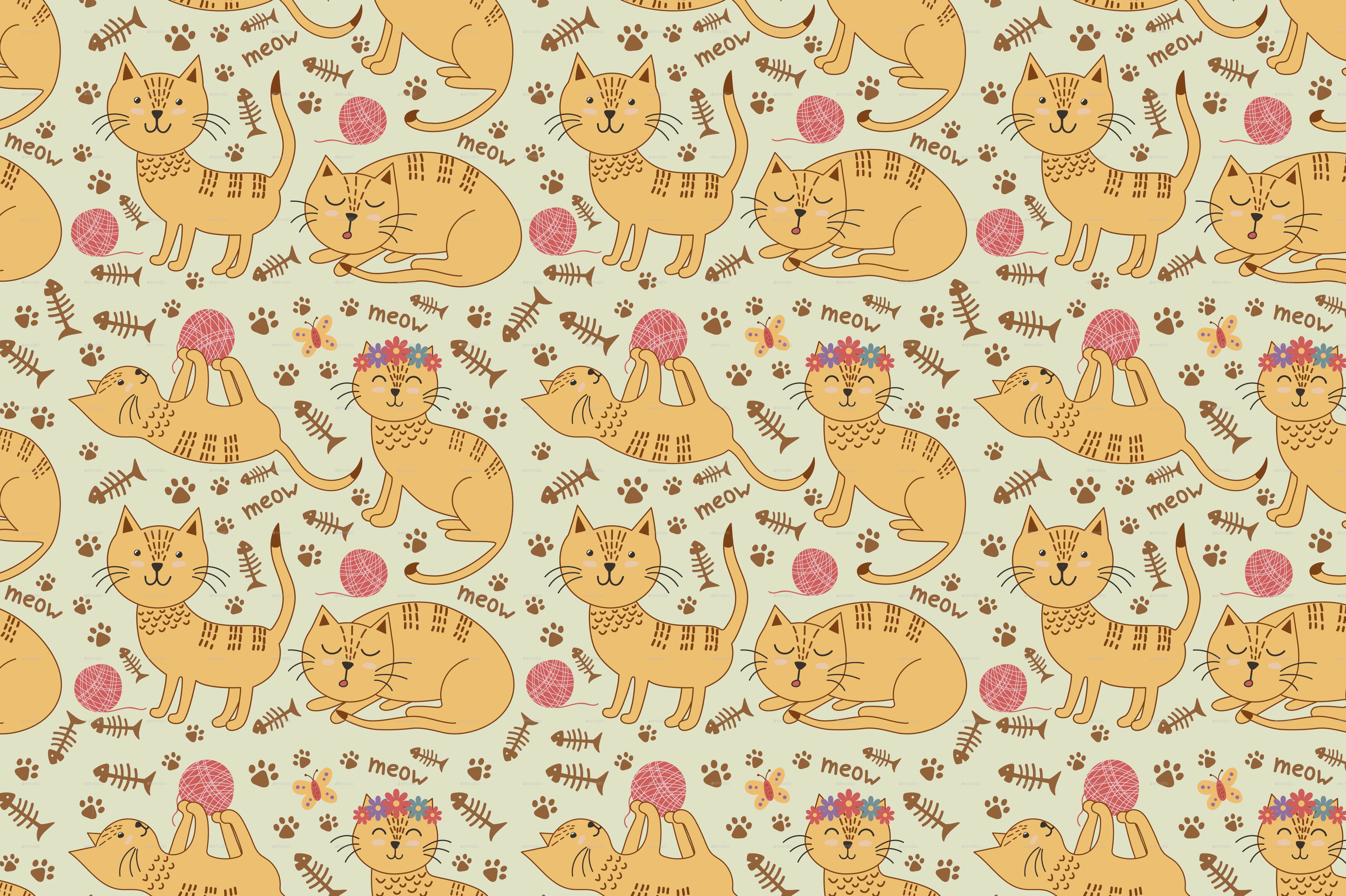 Cats: Seamless Patterns & Clipart, Vectors | GraphicRiver