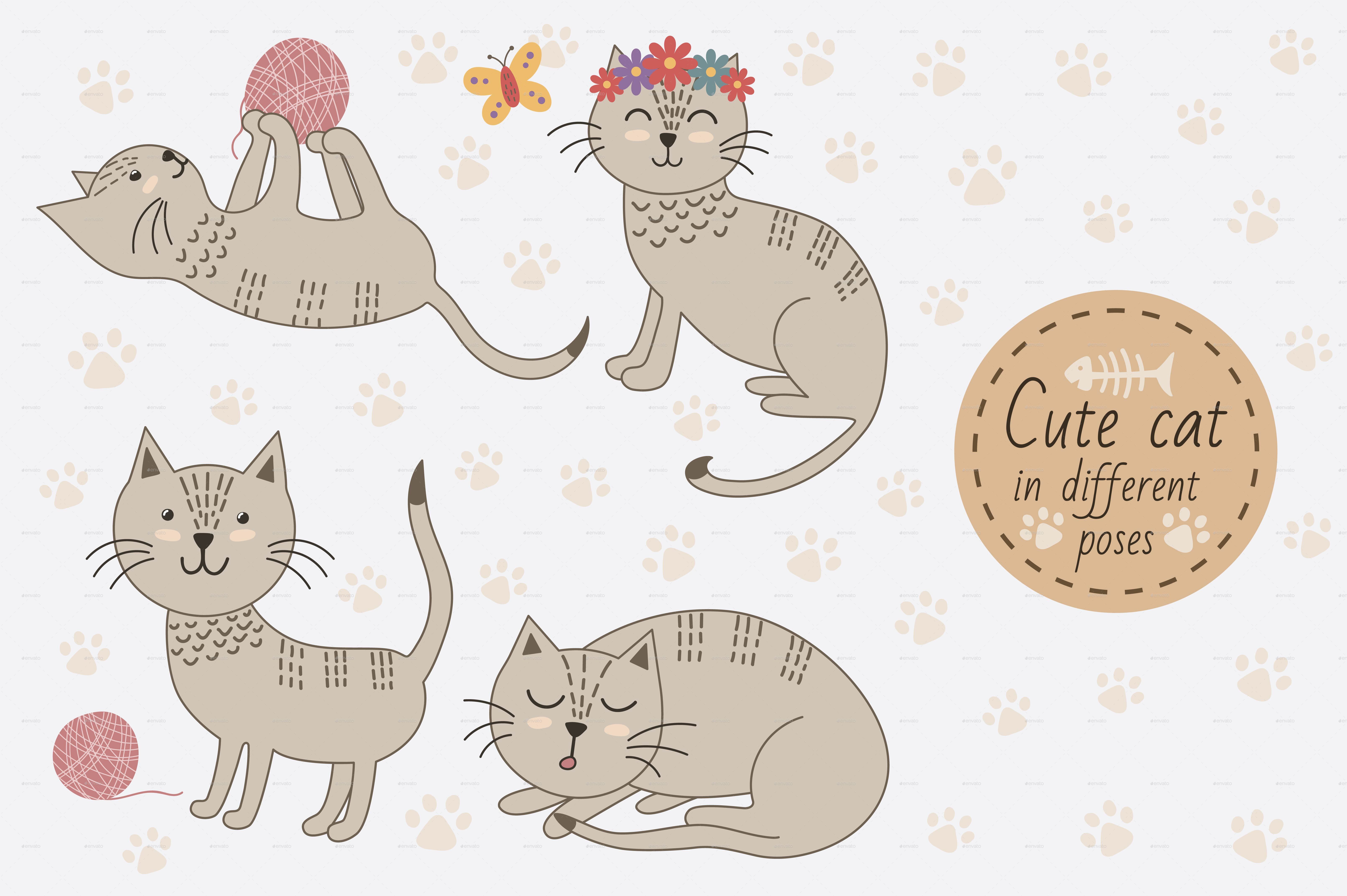 Cats: Seamless Patterns & Clipart, Vectors | GraphicRiver
