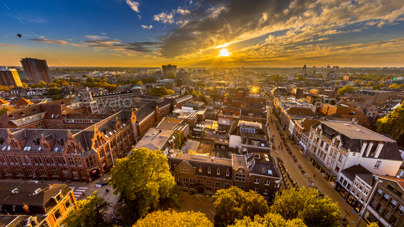 Skyline of historic Groningen city Stock Photo by CreativeNature_nl