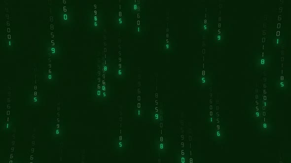Green Number Rain Code Background Seamless Loop, Motion Graphics ...